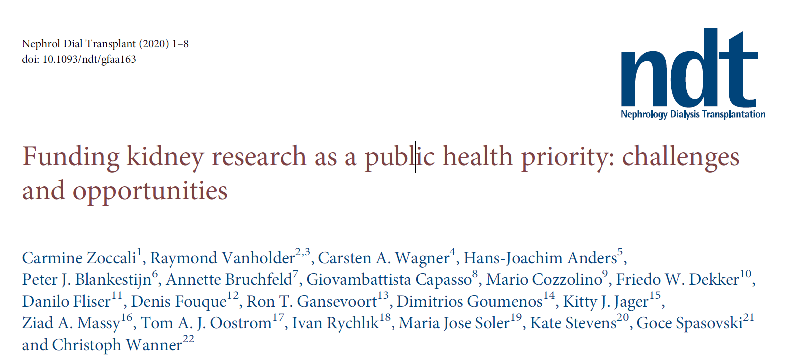 'Funding kidney research as a public health priority: challenges and ...